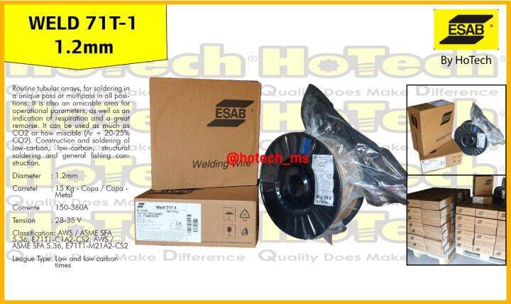 Esab Kawat Las FCAW Weld 71T-1 diameter 1.6 mm AWS 71T-1 | ESAB | Weld 71T size 1.6mm | ESAB ...