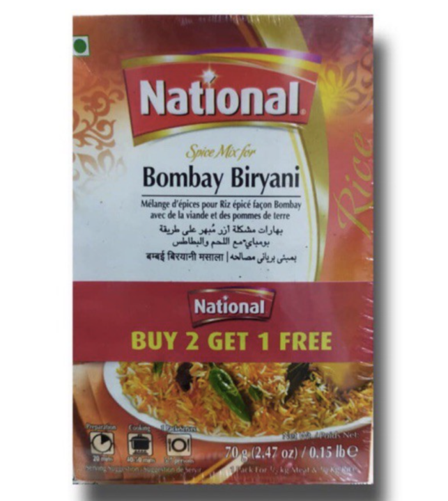 Buy 2 Free 1 National Bombay Biryani Spice Mix Masala 70gm / Rempah ...