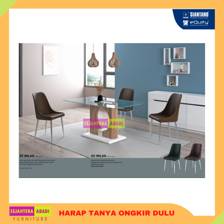 Full Set Meja Kursi Makan Minimalis Siantano DT + DC Milan | Lazada ...