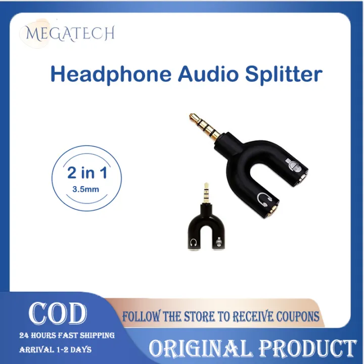 MegaTech 2 in 1 3.5mm Headphone Headphone Microphone Adapter Headphone ...