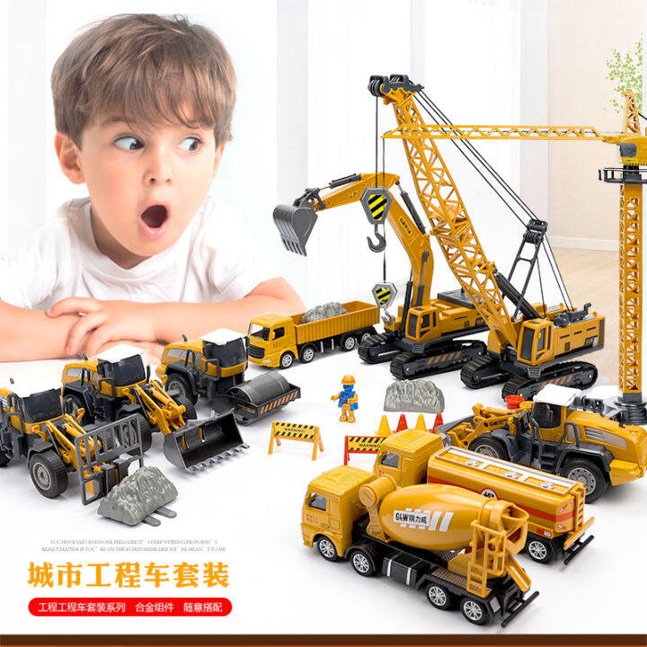 GLW Construction Toy Vehicle Lorry Truck Bulldozers Forklift Crane ...