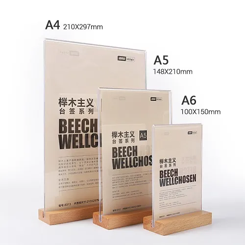 A4a5a6 Solid Wood Base Acrylic Sign Holder Double Sided Pos Retail ...