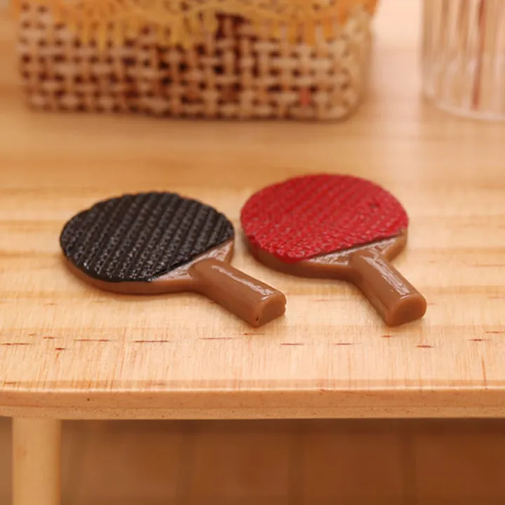 1ชุด Miniature Ping-Pong Racket ที่สมจริงฝีมือดี1/6 Ratio น่าสนใจ Anti ...