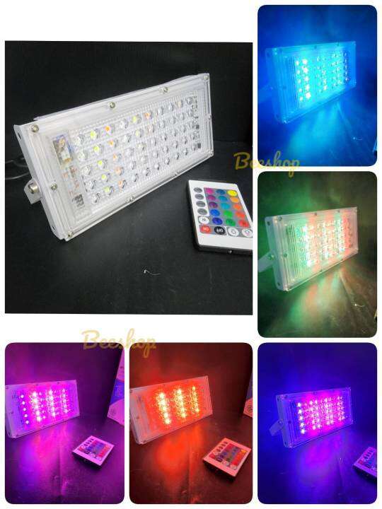 LED DOB FLOOD LIGHT สปอร์ตไลท์สนาม 50 LEDs แสงไฟ RGB ปรับเปลี่ยนสีได้ ...