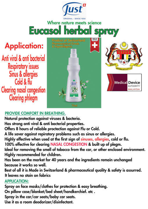 Sinus Allergy Nasal Congestion Just Swiss Eucasol Herbal Spray Anti ...