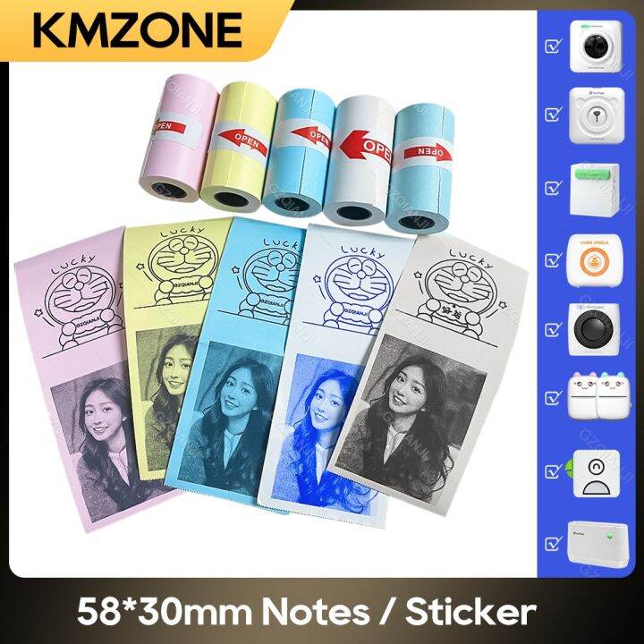 【CW】 58mm Thermal Paper Roll Color Self-adhesive Sticker Label Notes ...