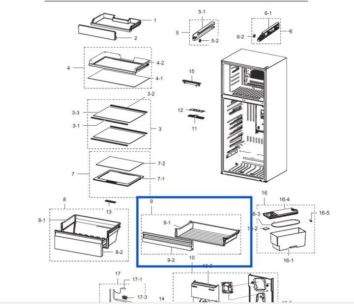 SAMSUNG อะไหล่แท้ ชั้นใส่ผักด้านบนตู้เย็นซัมซุง DA97-14334A ASSY CASE ...