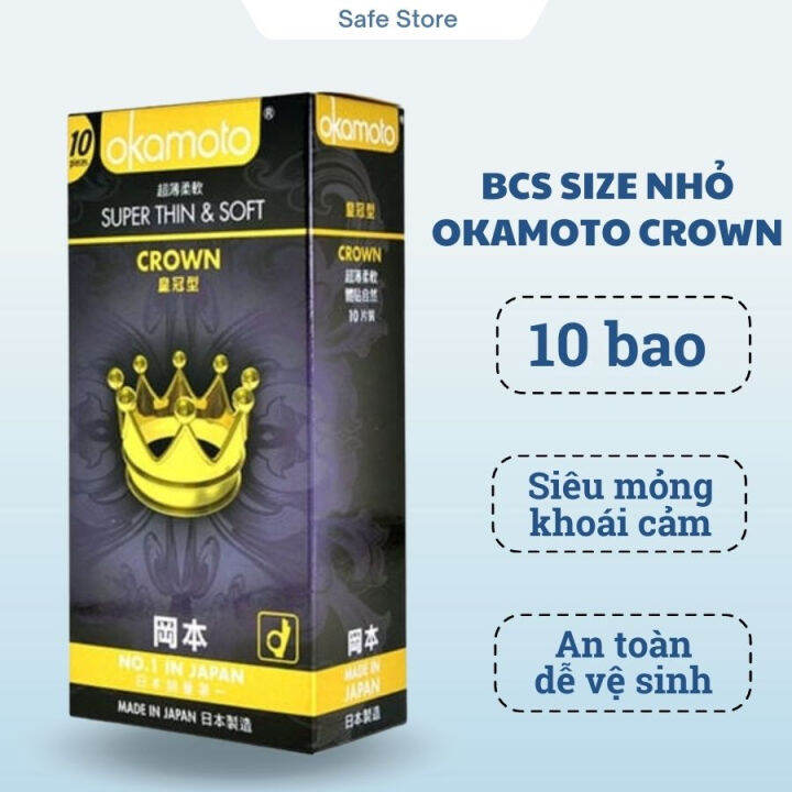 Bao cao su siêu mỏng Okamoto Crown size nhỏ, bcs siêu mỏng chống xuất ...