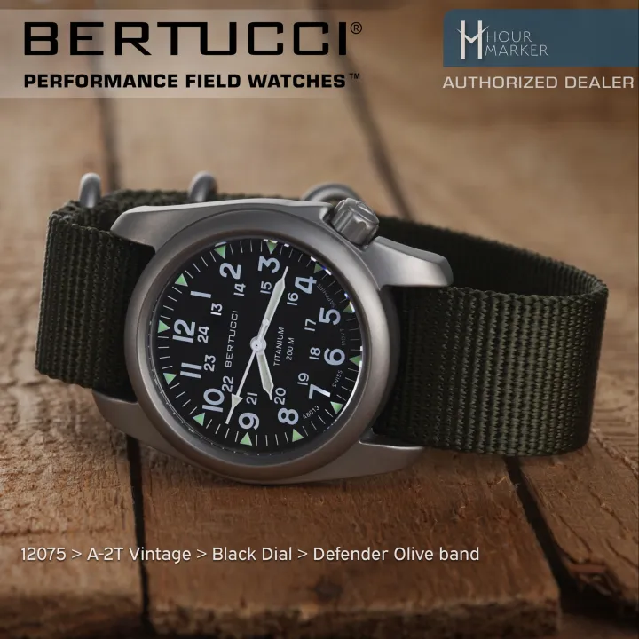 Bertucci A-2T VINTAGE Titanium Case Performance Men's Field Watch ...