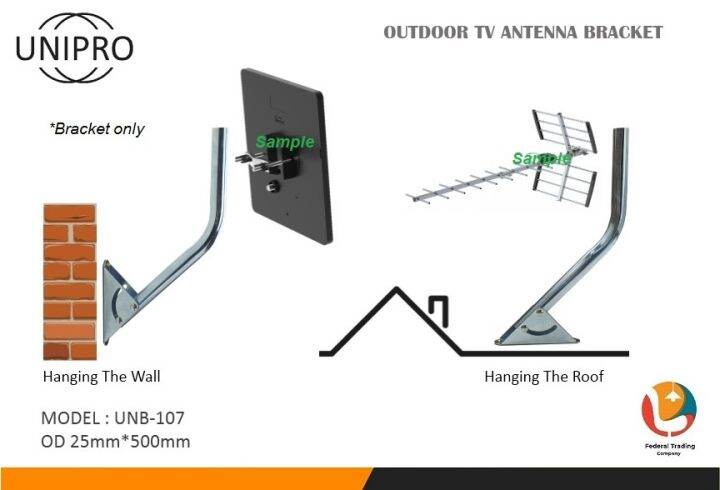 TV Antenna Bracket L Shape Tapak Tiang Aerial | Lazada