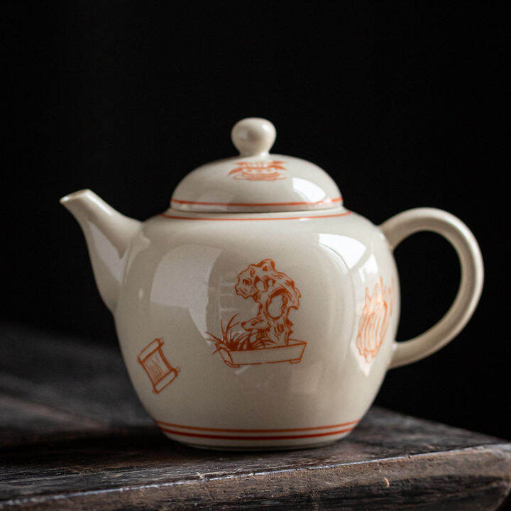 Praulite กาน้ำชาเคลือบสีเทาสง่างามมังสวิรัติมังสวิรัติ Seramik Sangkak ...