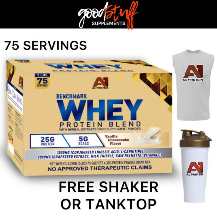 ♚A1 Protein Whey 20s, 30s, and 75s Free tanktop or shaker 75 servings ...
