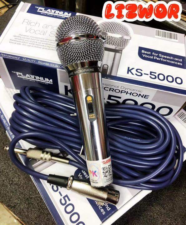 PLATINUM 100% ORIGINAL Professional Dynamic Microphone Platinum KS-5000 (SILVER) for videoke and ...