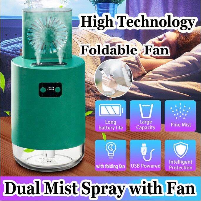 KK1 Mini USB Air Humidifier with Strong Fan Dual Mist Purifier for Home ...