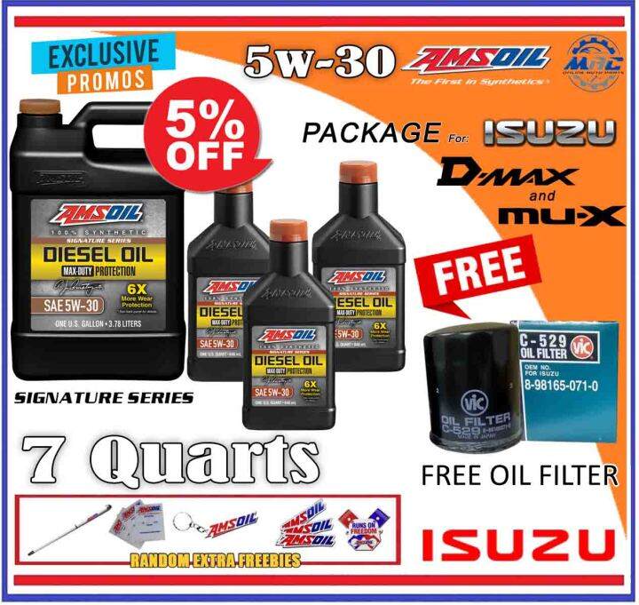 AMSOIL Signature Series Max Duty 5W-30 7 quarts FREE Oil Filter Package ...