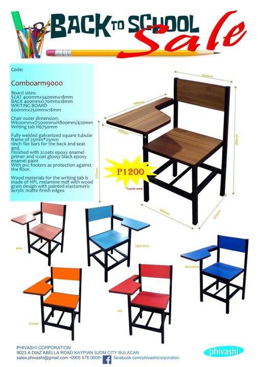 ARMCHAIR SIZE SCHOOL CHAIR TRAINING CHAIR DESK CHAIR WRITING TAB ...