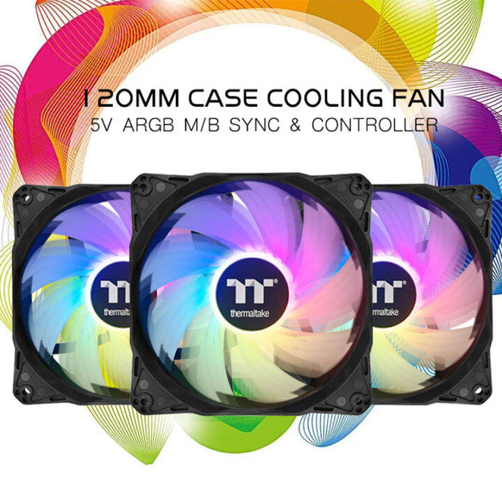 Thermaltake TT 120mm Fan 5V ARGB Sync Remote Control Adjust Silent RGB ...