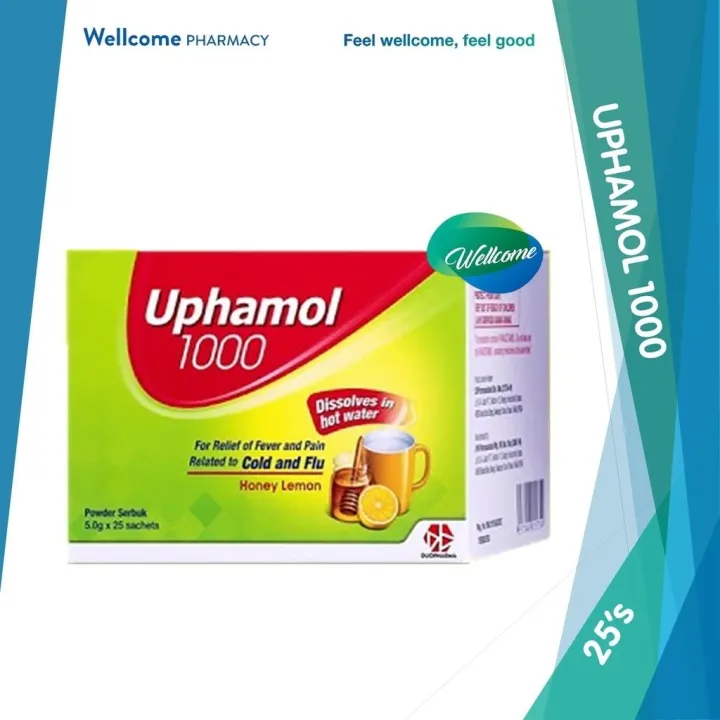 Uphamol 1000 For Cold & Flu 5g Powder - Honey Lemon Flavour - 25's | Lazada