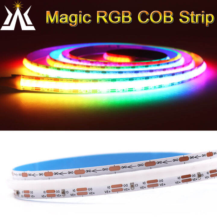 DC5V WS2812B Pixel Addressable COB LED Strip Light Dream Colorful Flexible FOB Linear Strip ...