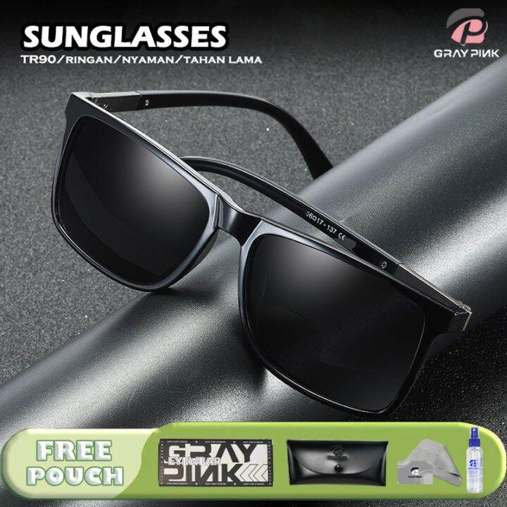 GENTLE FAWN Kacamata Hitam Sunglasses Polarized Anti UV/Anti Silau Bentuk Kotak Simple Bahan ...