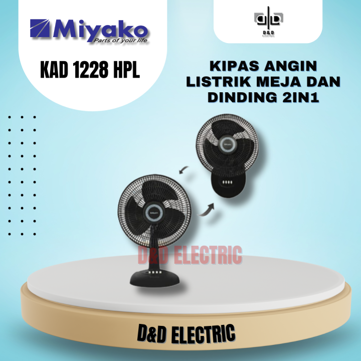 KIPAS ANGIN LISTRIK MEJA DAN DINDING MIYAKO KAD-1228 H PL DESK FAN AND WALL FAN MUSANG ANTI ...
