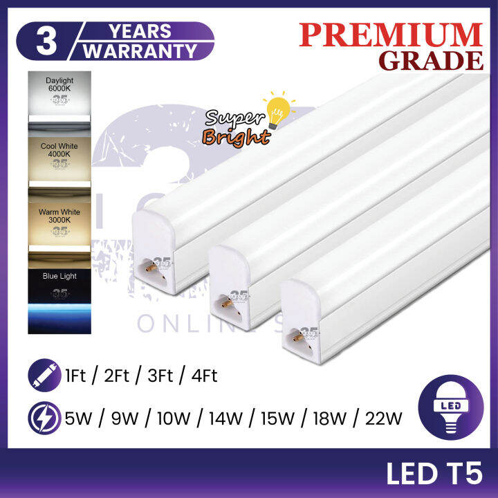 PREMIUM LED T5 Tube Light Wall Ceiling Strip Lighting Cabinet Plaster Ceiling Light c/w Full Set ...
