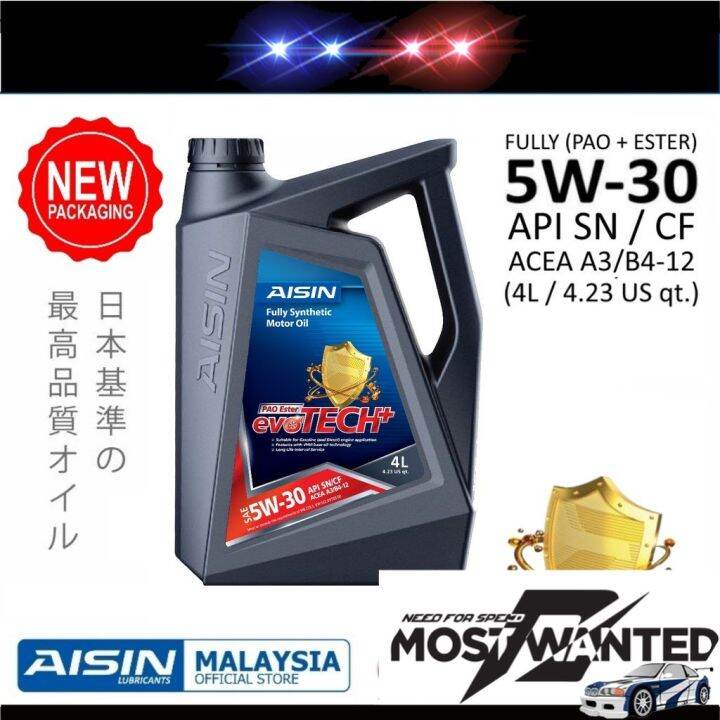 Aisin Engine Oil Fully Synthetic with Pao + Ester SN/CF 5W30 (4L) | Lazada