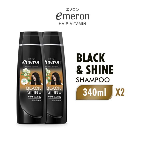 [Paket isi 2] EMERON Shampoo Black & Shine Botol 340ML | Lazada Indonesia