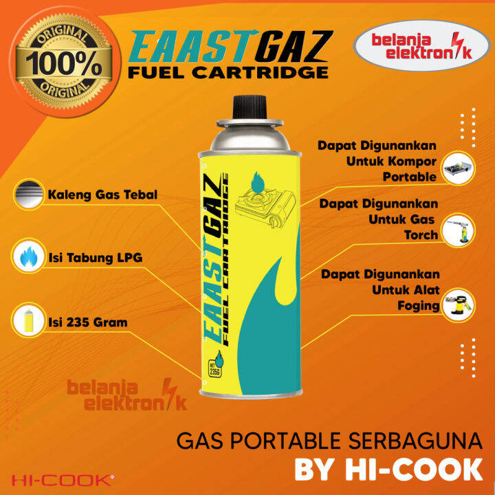 TABUNG GAS PORTABLE EAAST GAZ BY HI-COOK 235 GRAM | Lazada Indonesia