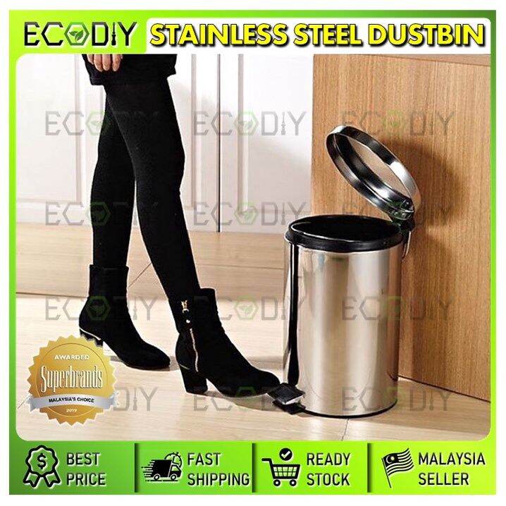 ECODIY🇲🇾 Stainless Steel Pedal Duster Bin Dustbin Dust Bin (12)Liter ...