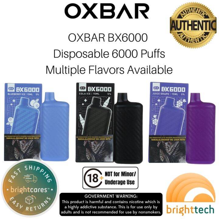 OXBAR BX6000 6000 Puffs Original Rechargeable Disposable Vape Pen (15ml 5 Nic) | Lazada PH