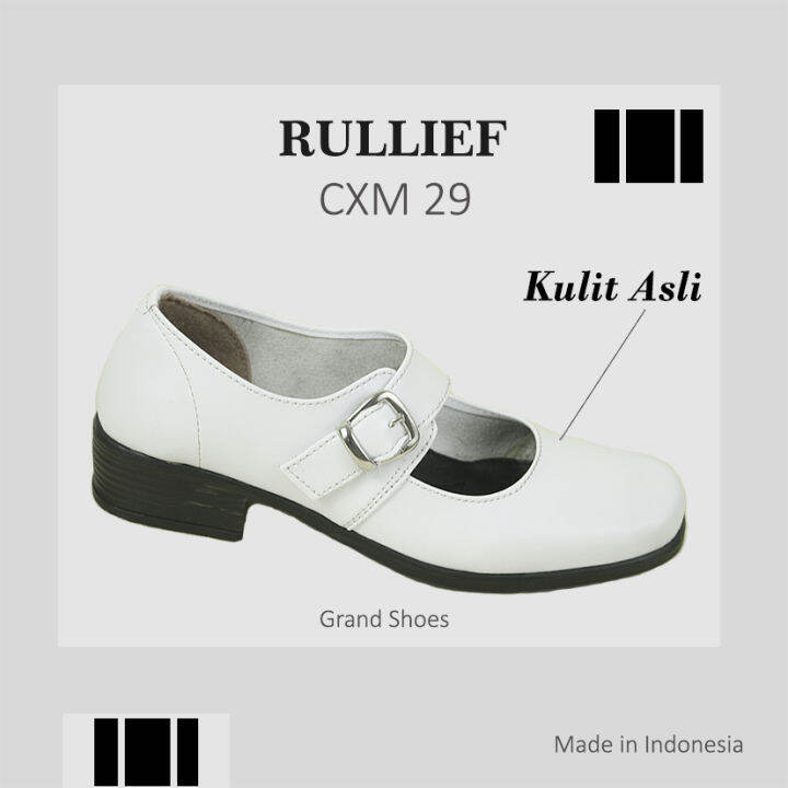 Sepatu Pantofel Wanita Hitam 36-42 Bonus Putih Tali Perekat Hak 3cm ...