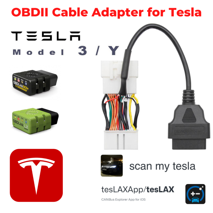 Tesla OBD Cable Adapter for Model 3 Model y 2019+ [ TesLax/ ScanMyTesla ...
