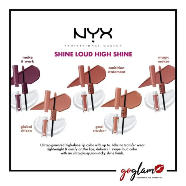 【cosmetic applicator】 ON HAND Nyx Shine Loud High Shine Lip Color - Authentic 16 Hour Transfer ...