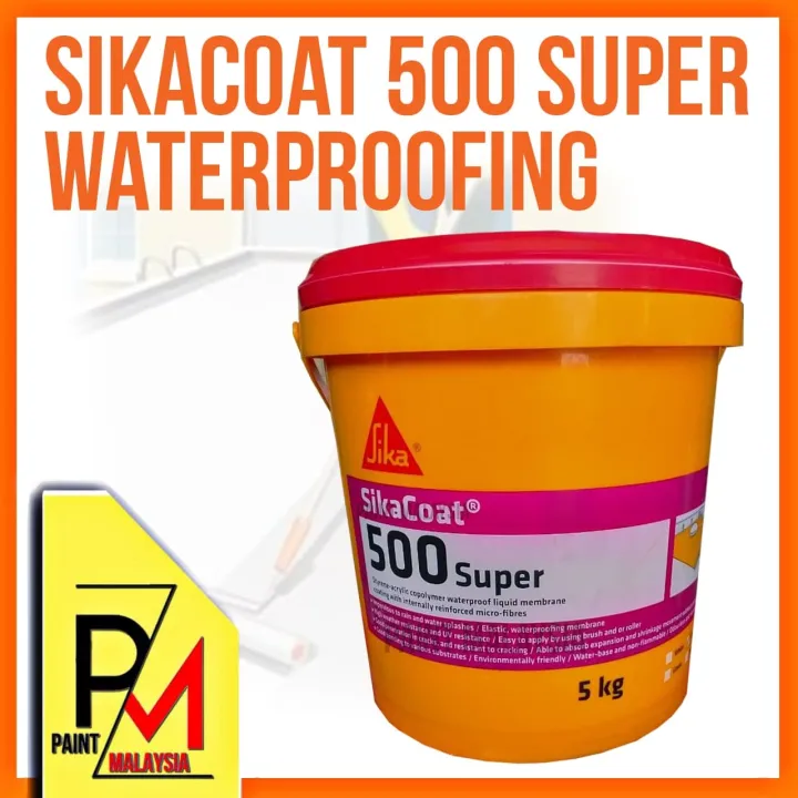 SIKACOAT 500 Super Waterproofing 5KG White & Grey Styrene Acrylic ...