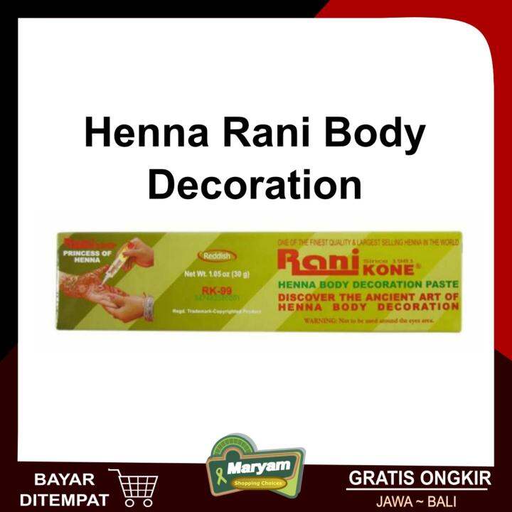 Henna Redish - Rani Kone Henna Body Decoration Paste 30 gram Original ...