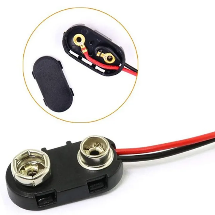 Qcici 10PCS I / T Type 9V Battery Snap Connector Clip Lead Wires Holder ...
