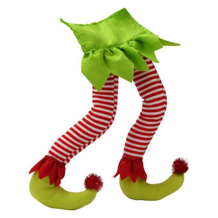 Plush Elf Legs For Christmas Decorations Santa Claus Hanging Legs ...