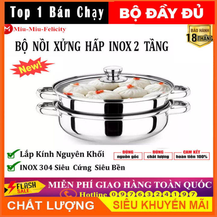 ( LOẠI DÀY 2 LỚP ) Nồi Xửng Hấp INOX 2 Tầng Đa Năng THAILAND , Nồi Hấp ...