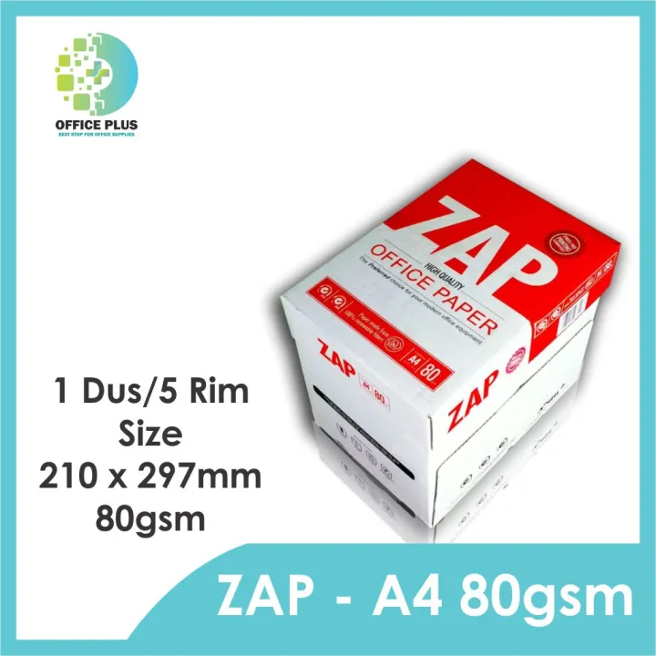 Kertas A4 HVS 80 Gram ZAP - 1 dus/ 5 rim/2.500 lembar - HQ and Durable ...