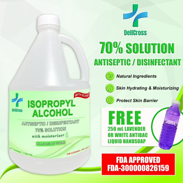 DellCross 70% Isopropyl Alcohol Disinfectant Antiseptic 1 Gallon - With ...