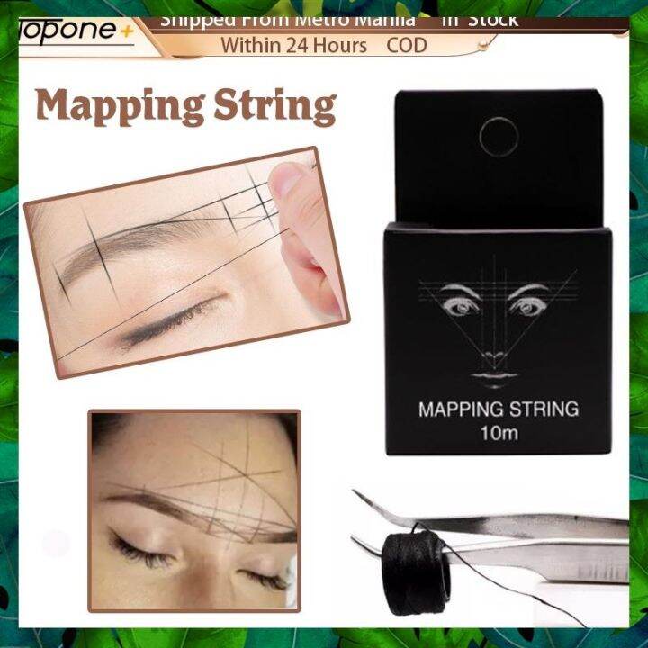 10 Meters Eyebrow Mapping String Microblading Eyebrow Marking Thread Black Pre-inked Position ...