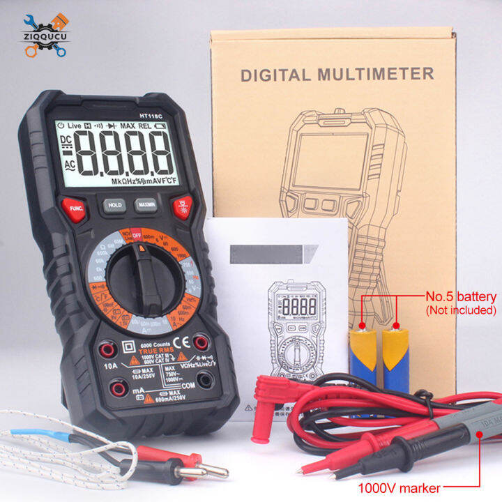 Ziqqucu Digital Multimeter TRMS 6000 Counts Volt Meter Ohm Auto-Ranging ...