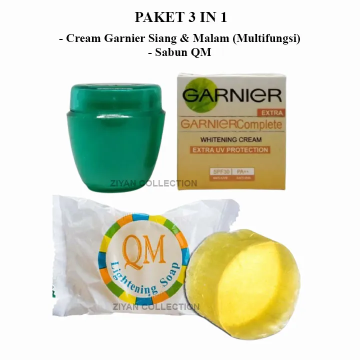 Garnier 1 Paket Lengkap Glowing / Paket 3 in 1 Cream Garnier Untuk ...