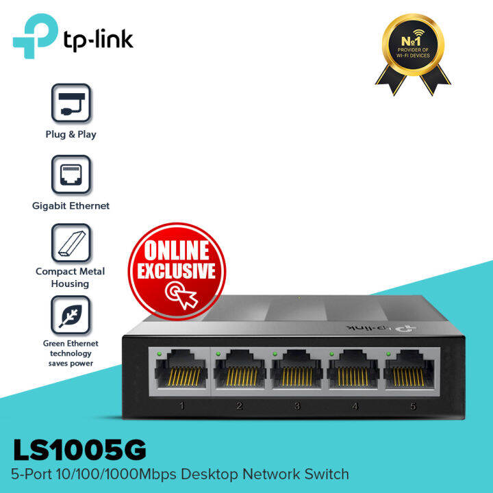 TP-Link Network Switch Hub | LS1005G | Gigabit Switch | 5-Port 10/100/1000Mbps Desktop Switch ...