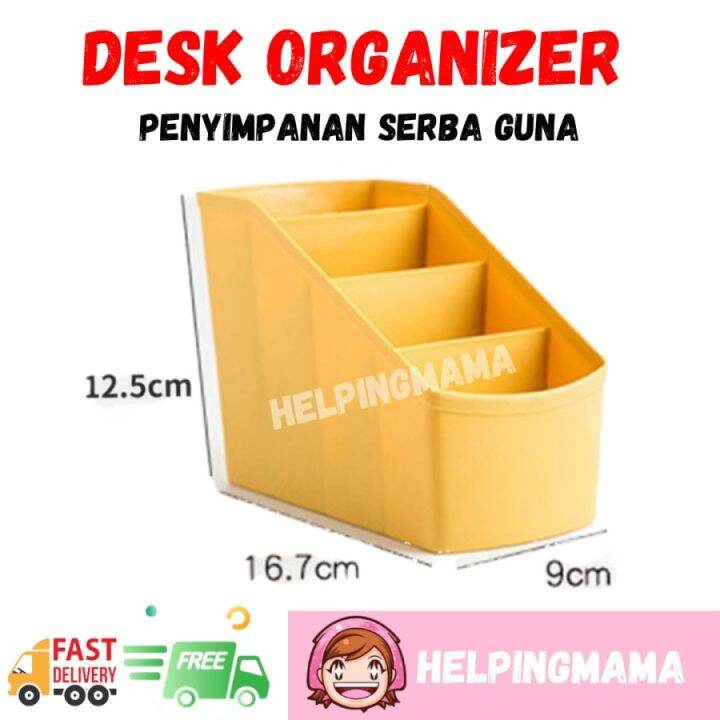 Desk Organizer Kotak Stand Meja Tempat Alat Tulis Box 4 Grid Storage ...