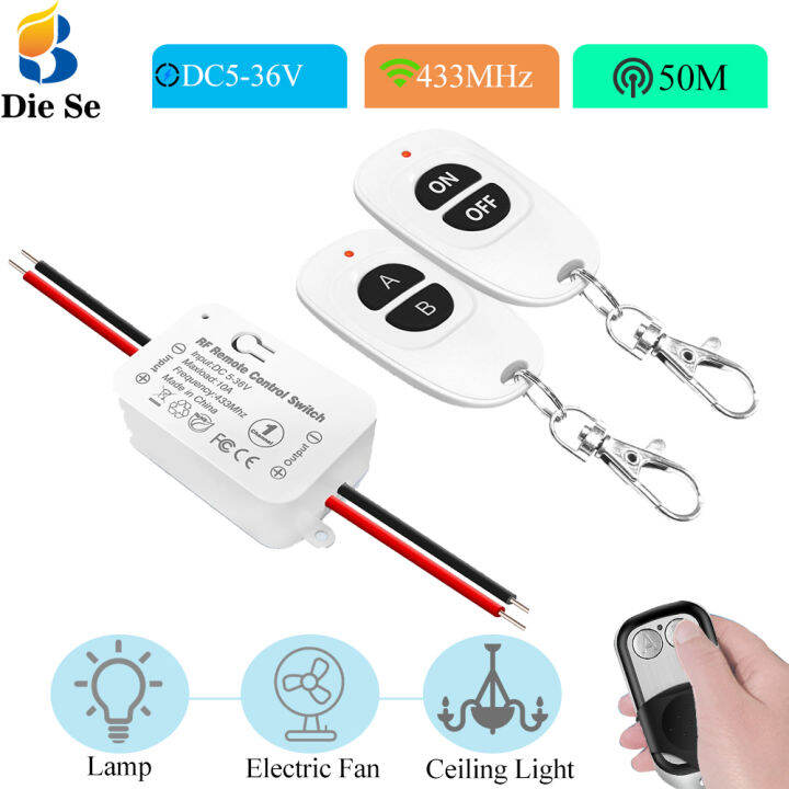 Diese 433MHz DC 6V 12V 24V 36V 10A 1CH Mini Size Relay Receiver Module ...