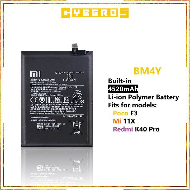 Battery for Poco F3 / Mi 11X / Redmi K40 Pro BM4Y Model | Lazada PH