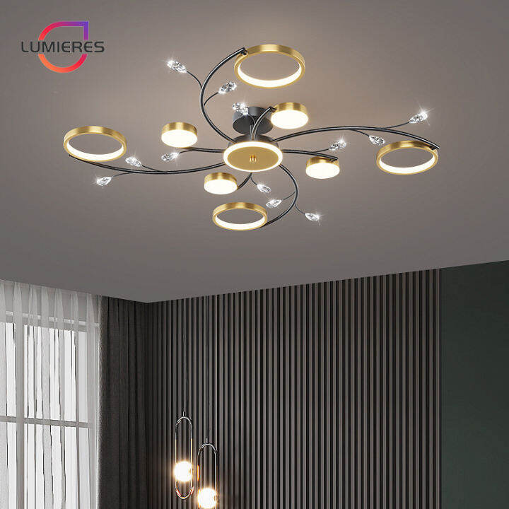 LED Ceiling Light Modern 9 Heads Acrylic Flush Mount Chandelier Modern ...