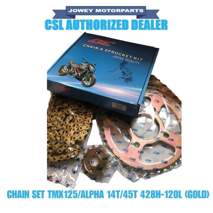 CSL CHAIN SET TMX125/ALPHA 14T/42T 428H-120L (GOLD) JAPAN QUALITY ...